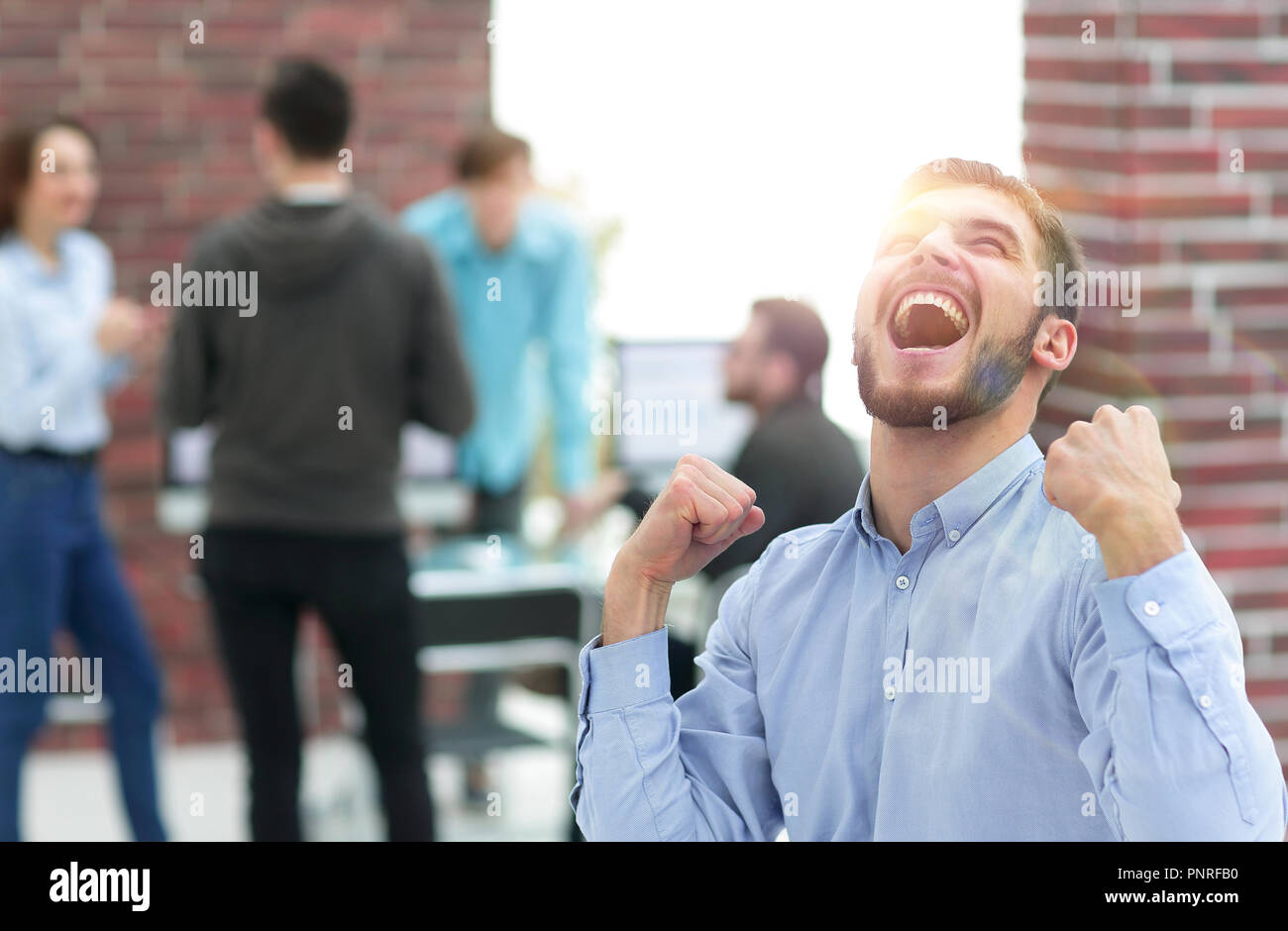 Successful energetic man being leader of a business group Stock Photo ...