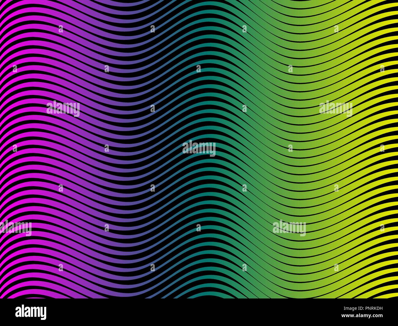 Symmetrical abstract pattern of wavy lines in yellow and purple ...