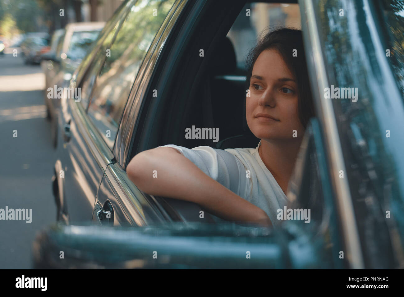 Driving with head out window hi-res stock photography and images - Alamy