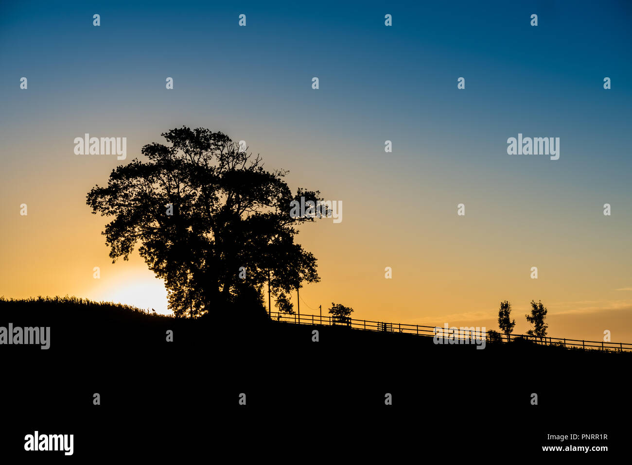 The sun rising as it lights up the hamlet of Lower Bockhampton near ...