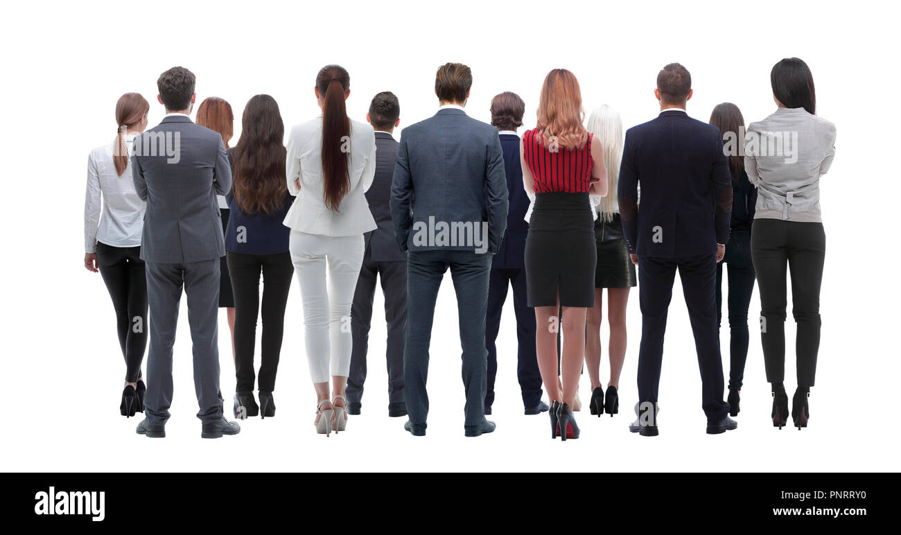 Back view group of business people. Rear view. Isolated over white ...