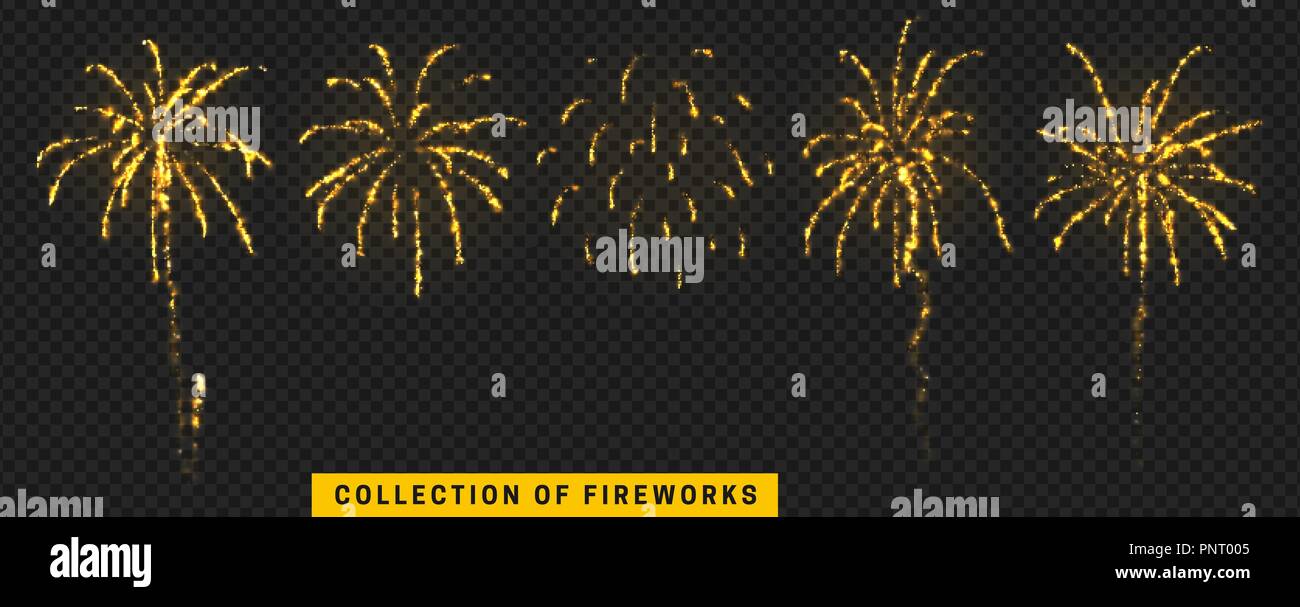 Set festive fireworks isolated on transparent background Stock Vector ...