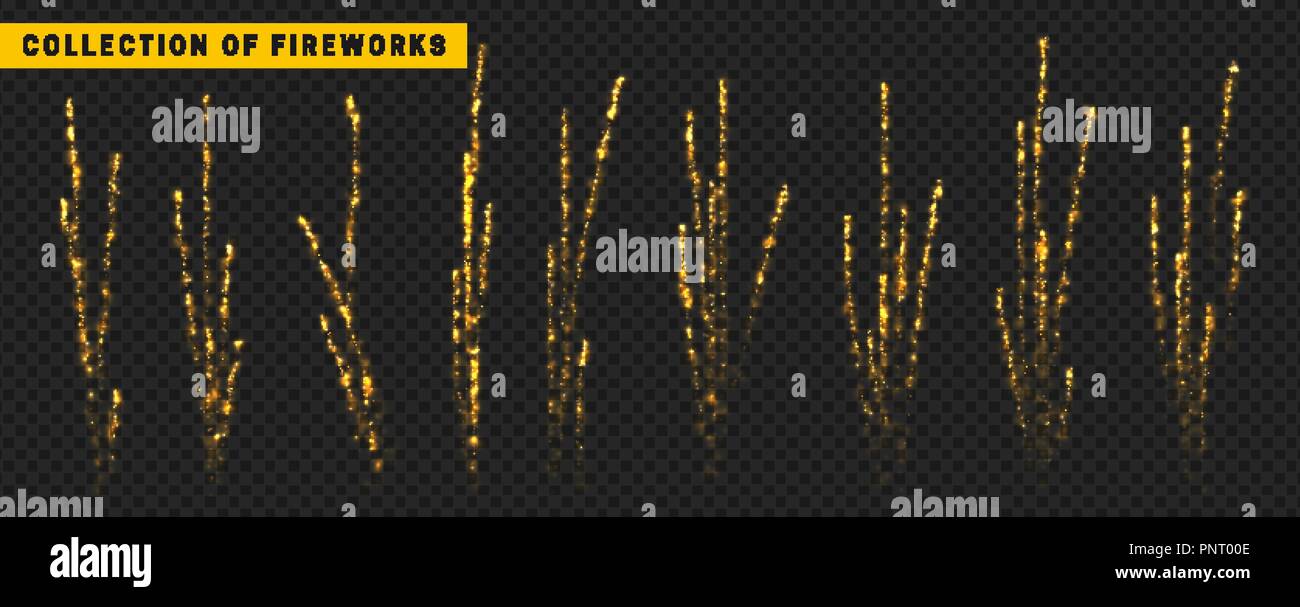 Set festive fireworks isolated on transparent background Stock Vector ...