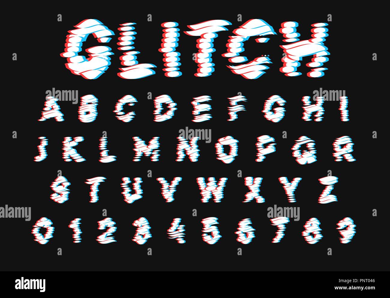 Glitch font. Digital alphabet letter. Trendy style lettering type Stock ...