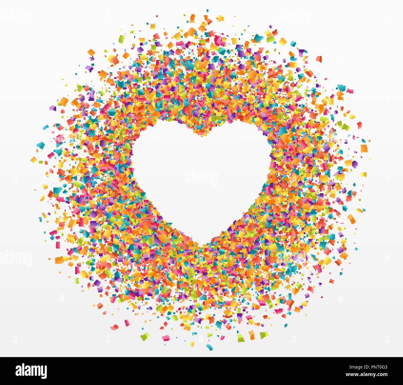 Colorful celebration background with confetti. Heart for text Stock ...