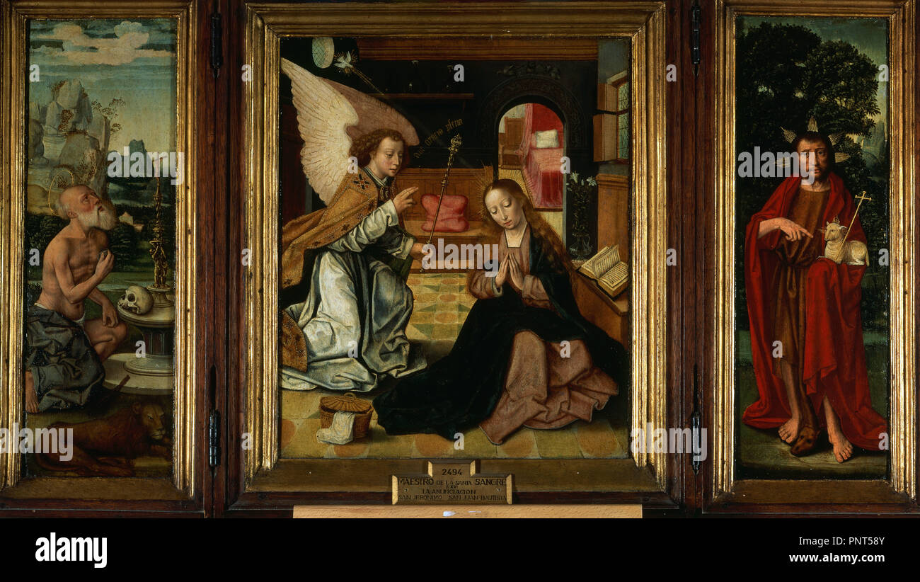 The Annunciation - Triptych With Saint Hieronymus and Saint John Baptist. Madrid, Prado museum ...