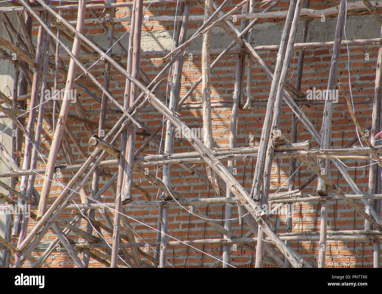 Wooden scaffolding for construction site Stock Photo - Alamy