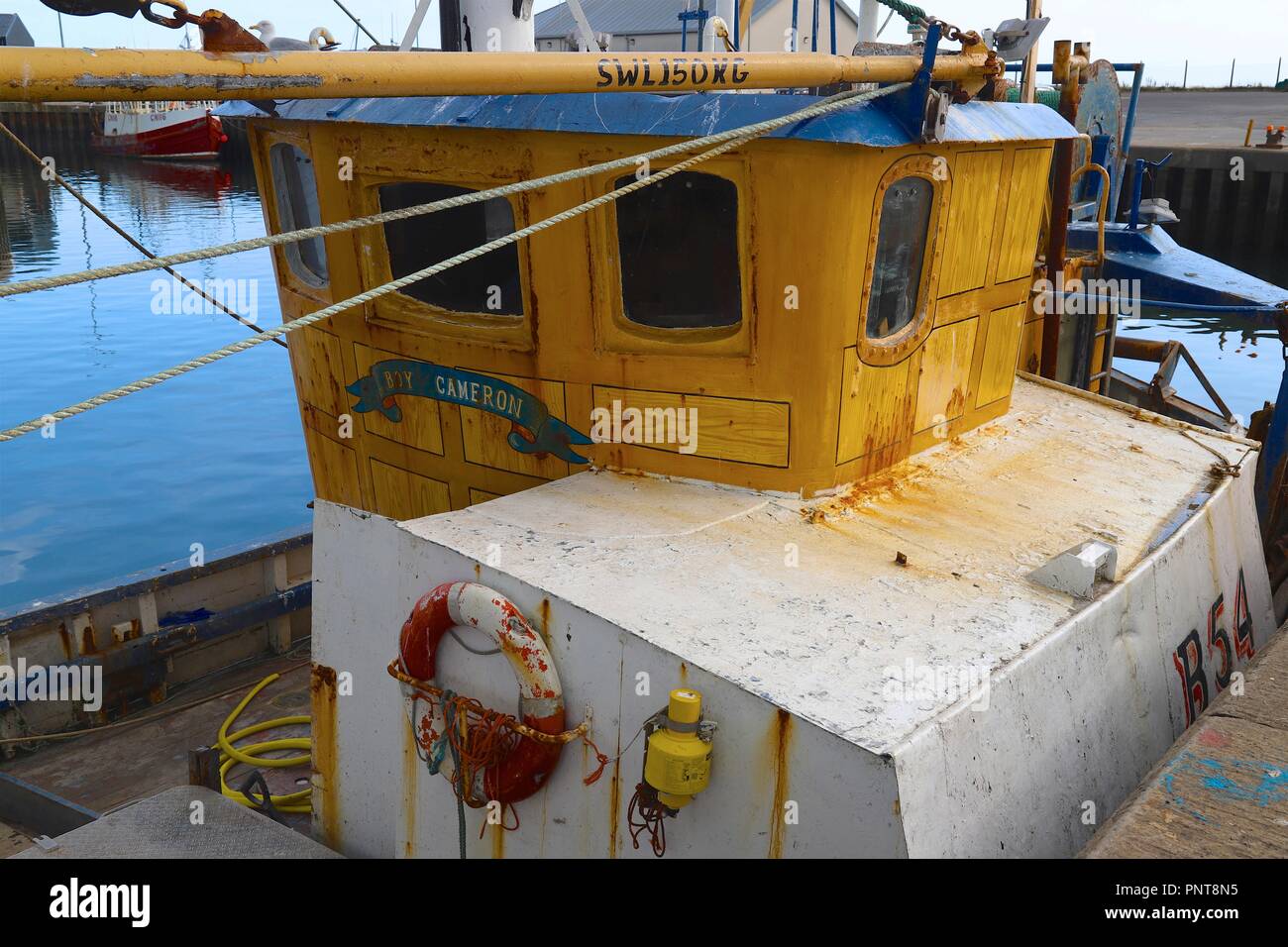 Close up of a trawler's wheelhouse at Portavogie Fishing Port, County ...