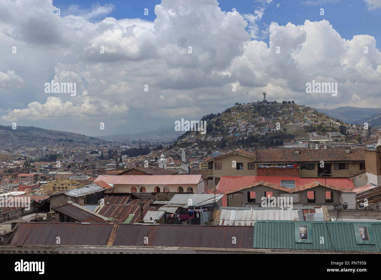 Aerial view over the capital of ecuador quito Stock Photo - Alamy