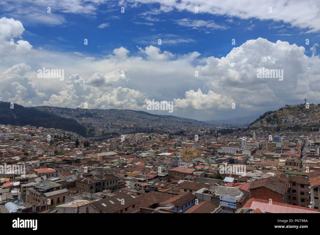 Aerial view over the capital of ecuador quito Stock Photo - Alamy