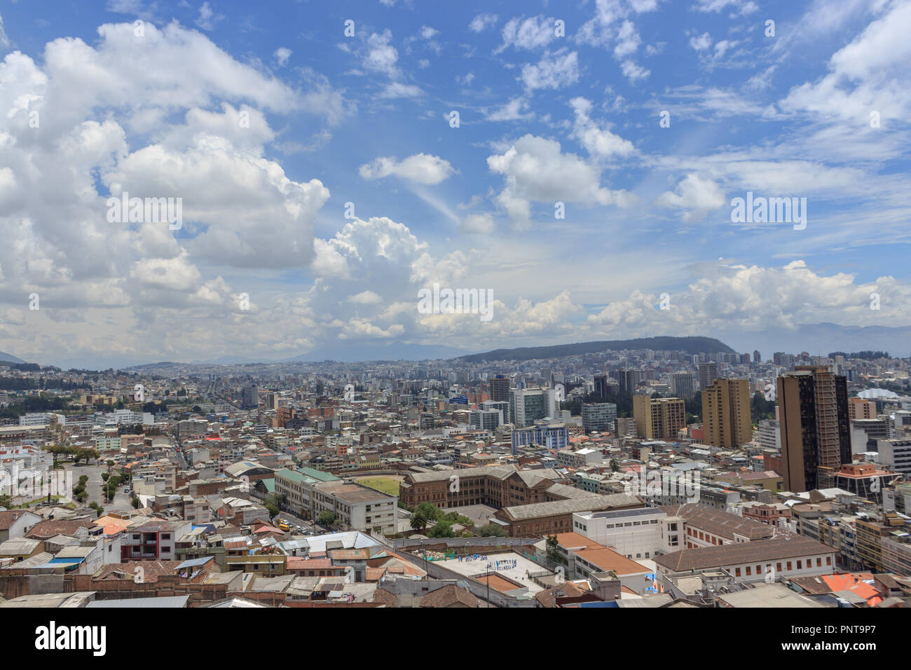 Aerial view over the capital of ecuador quito Stock Photo - Alamy