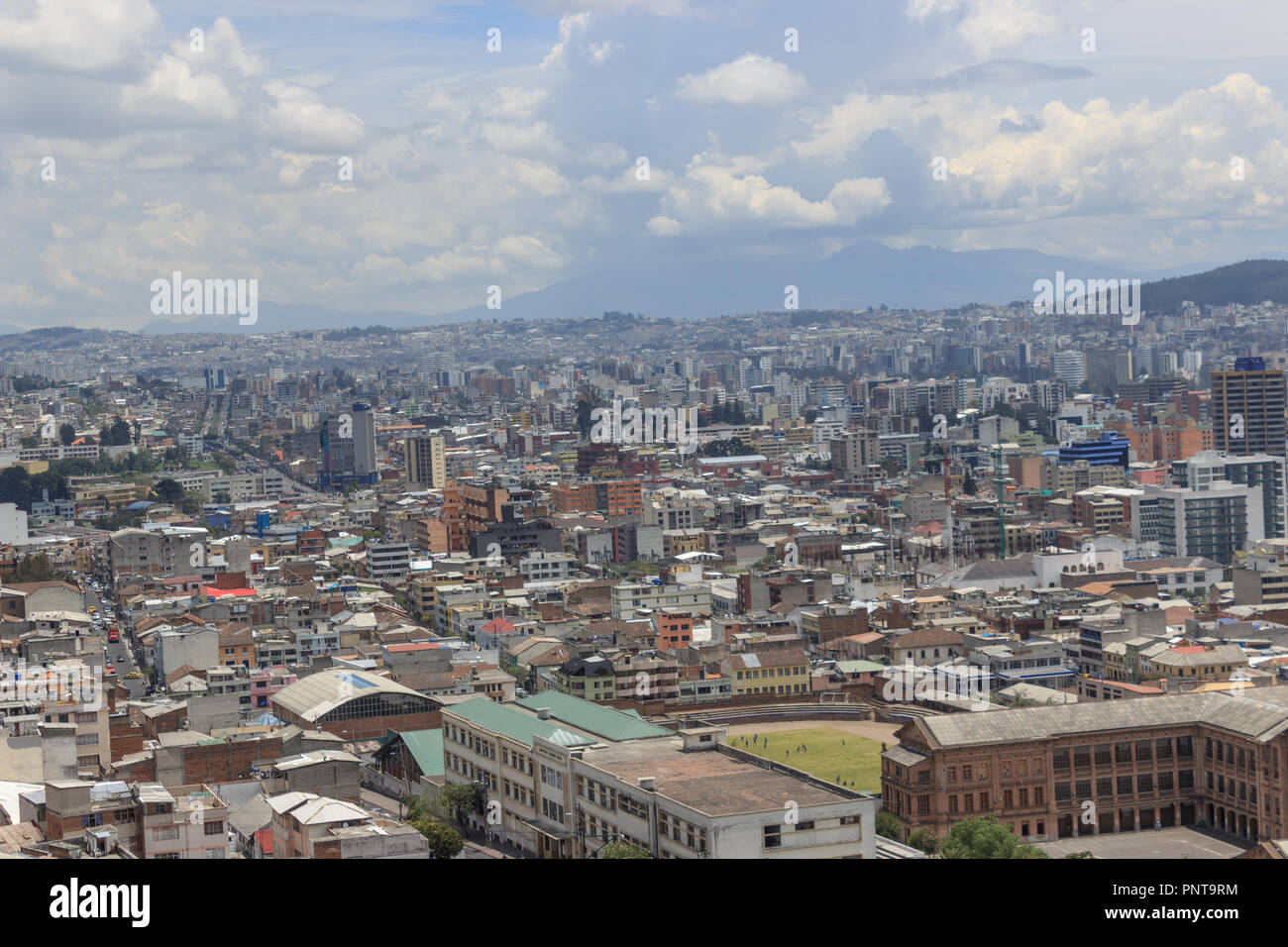 Aerial view over the capital of ecuador quito Stock Photo - Alamy