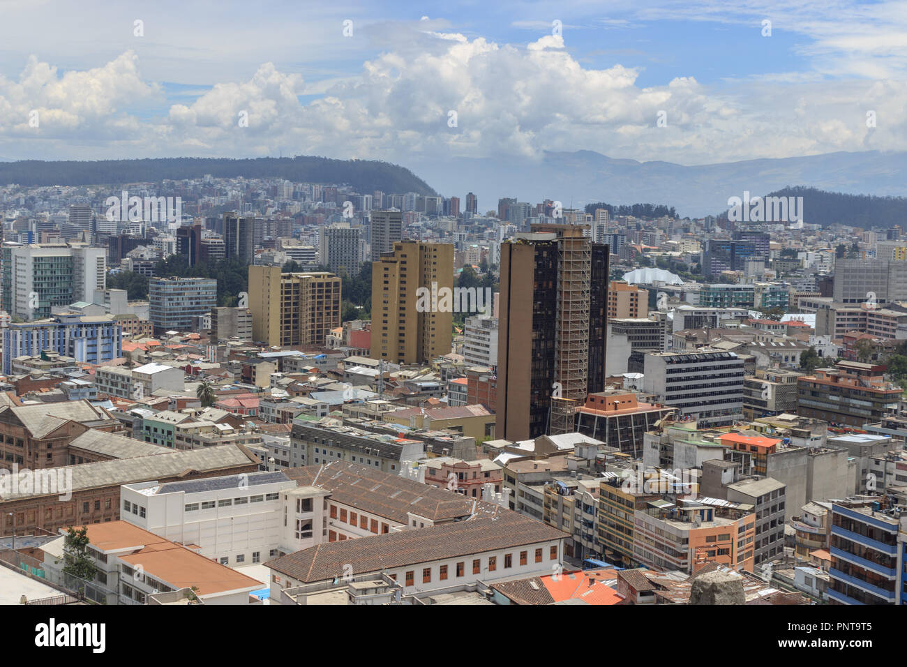 Aerial view over the capital of ecuador quito Stock Photo - Alamy