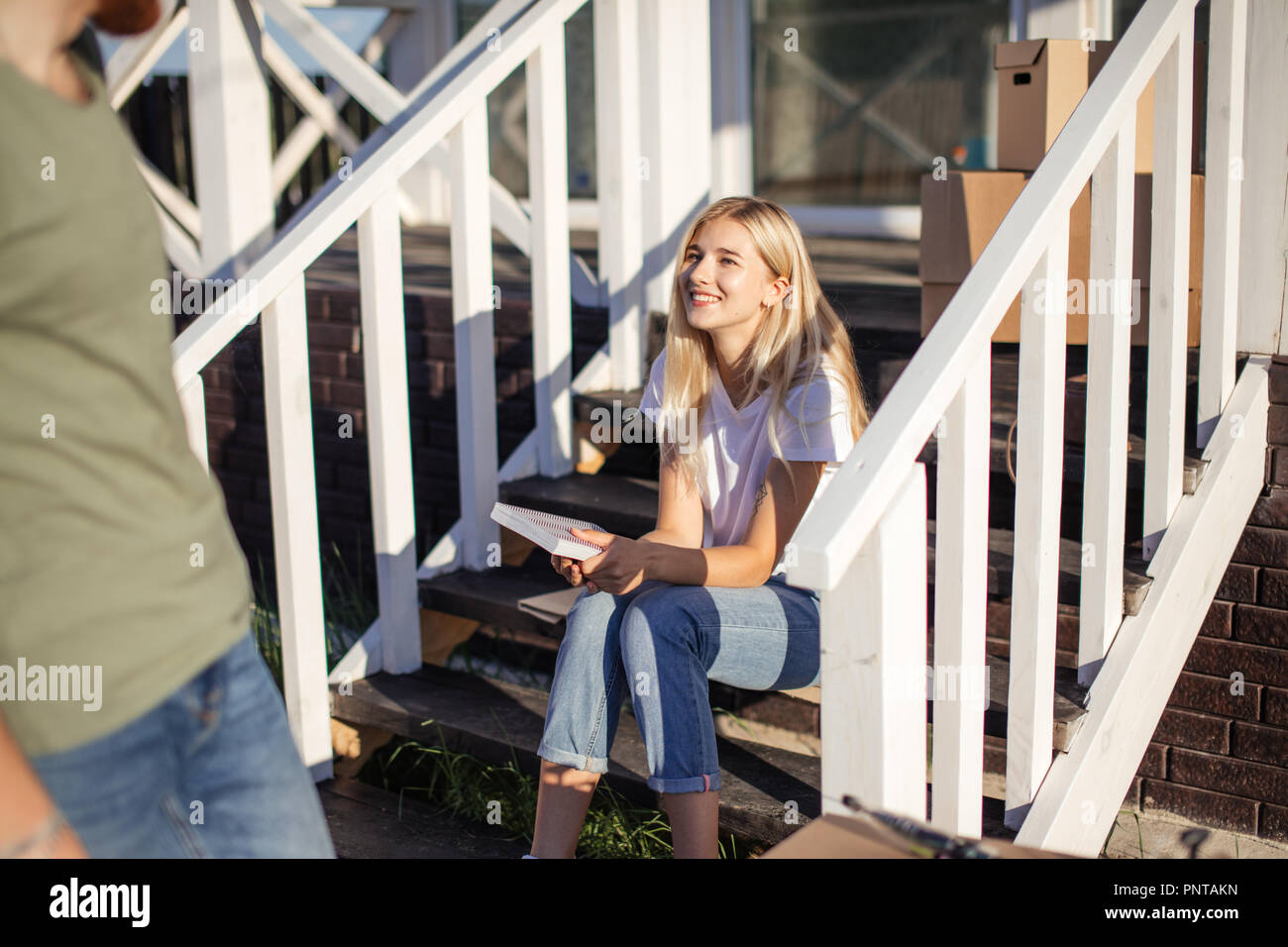 first home swith new home owners on step Stock Photo - Alamy