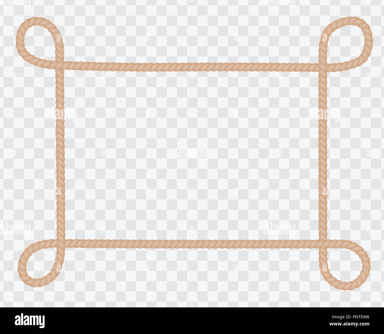 Frame of natural string or rope with loops in corners and space for ...