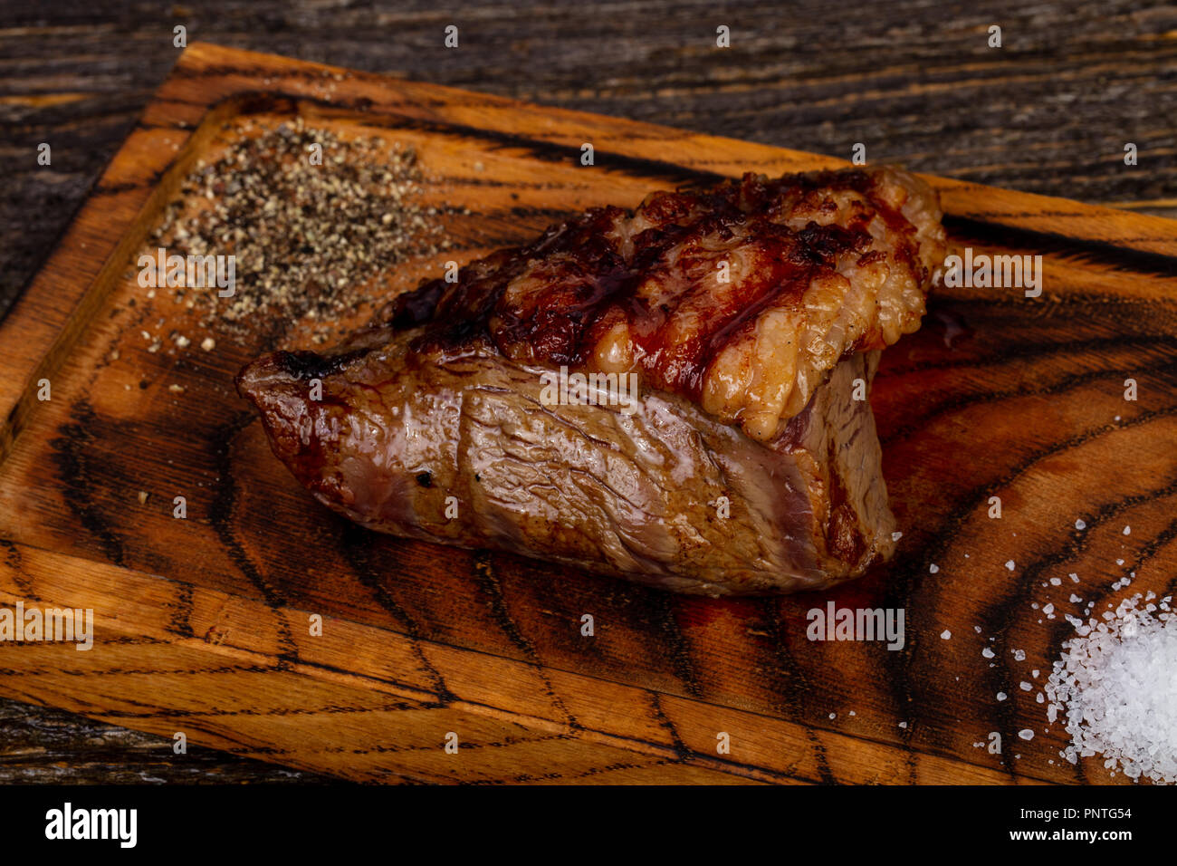 Grilled Beef steak Picanha Black Angus Stock Photo - Alamy