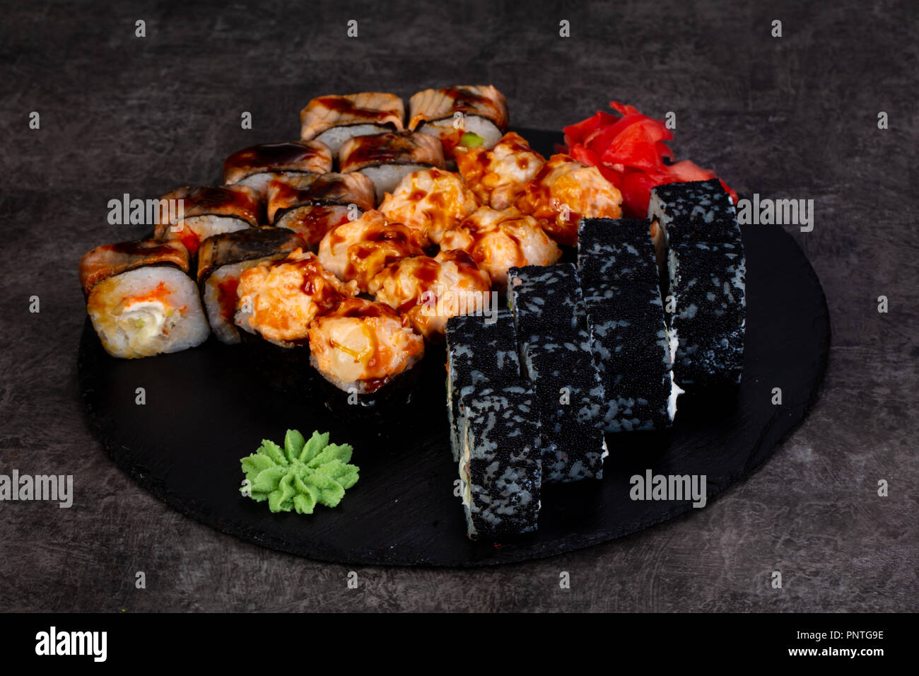 Japanese sushi set with various ingredient Stock Photo - Alamy