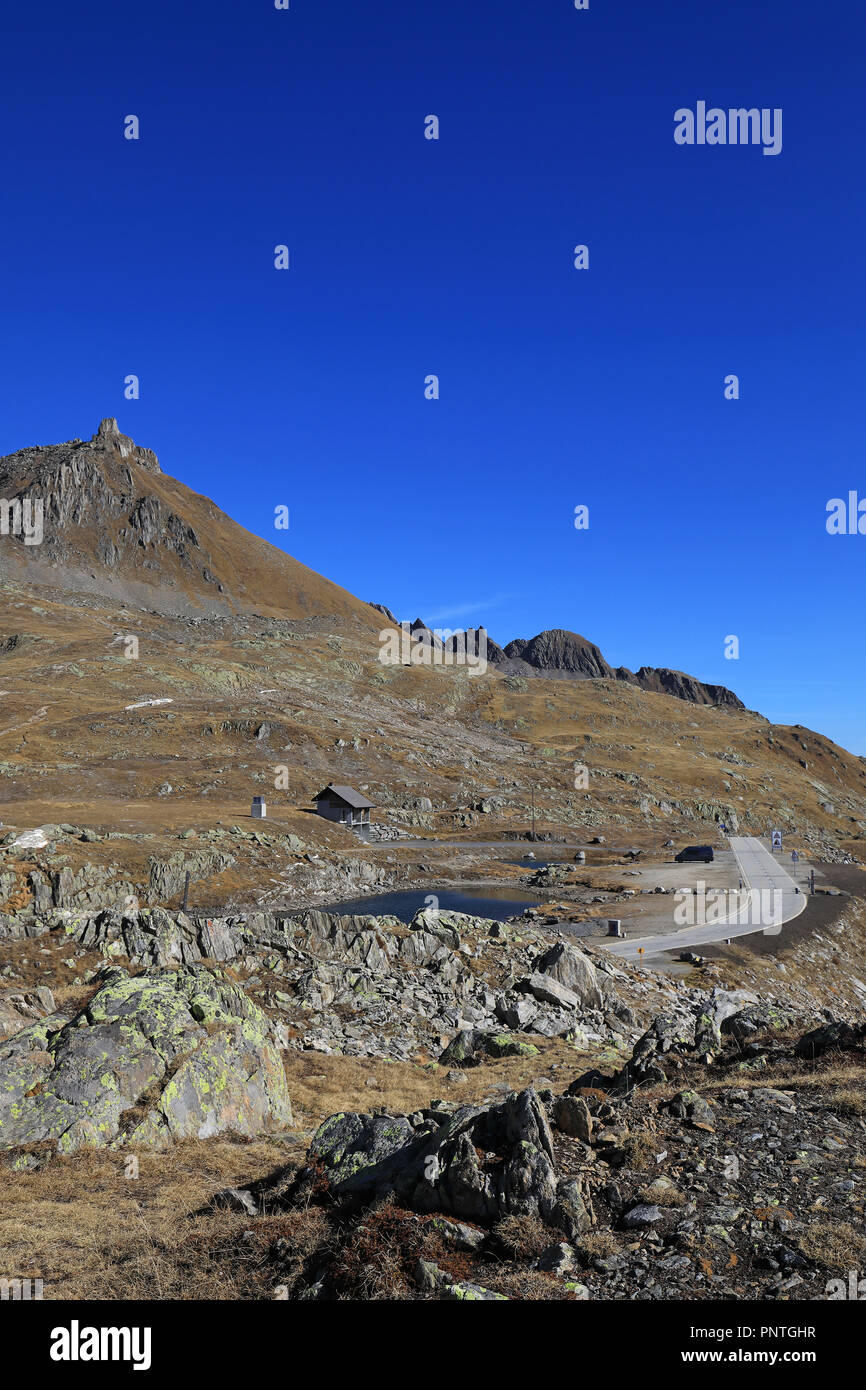 Nufenen mountain pass street in the alps, Switzerland Stock Photo - Alamy
