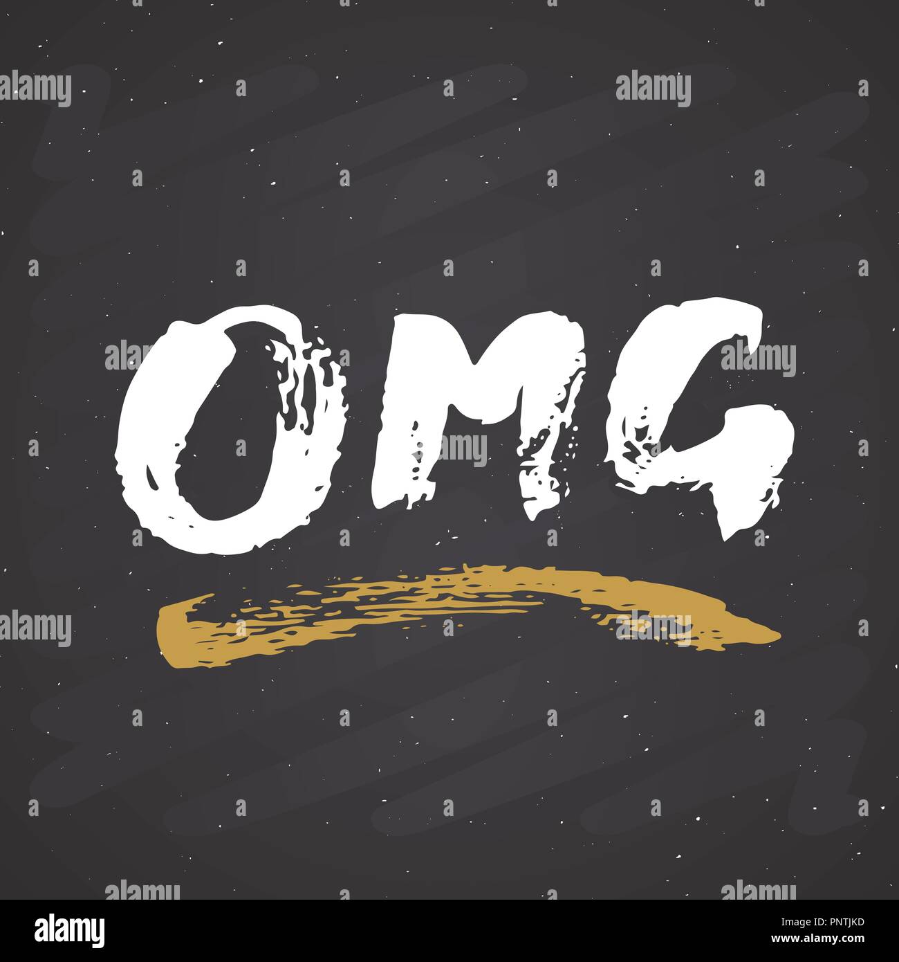 OMG lettering handwritten sign, Hand drawn grunge calligraphic text ...