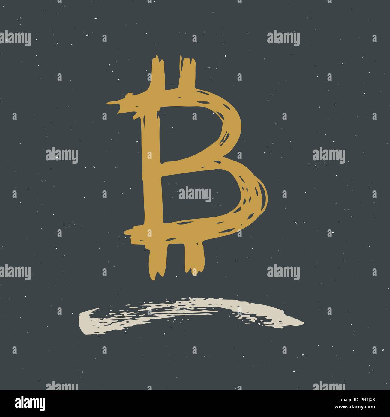 Bitcoin sign icon brush lettering, Grunge calligraphic symbols, vector ...