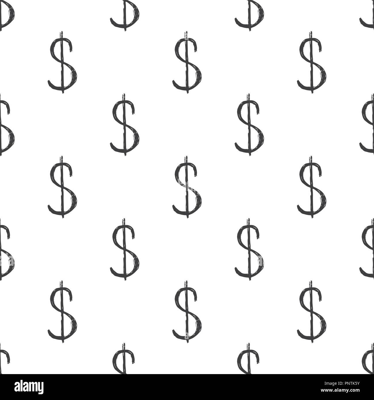 Dollar sign icon brush lettering seamless pattern, Grunge calligraphic ...