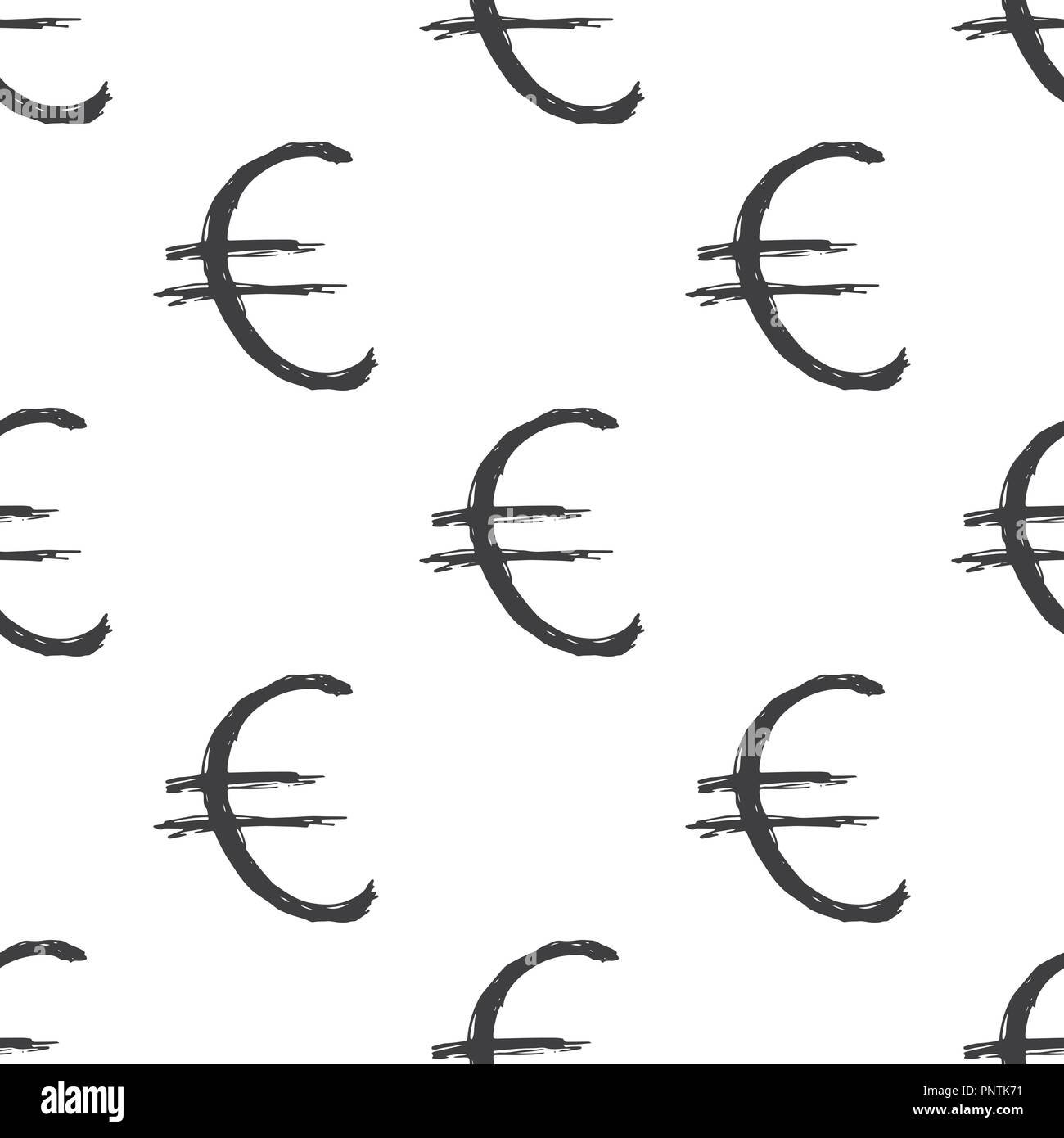 Euro sign icon brush lettering seamless pattern, Grunge calligraphic ...