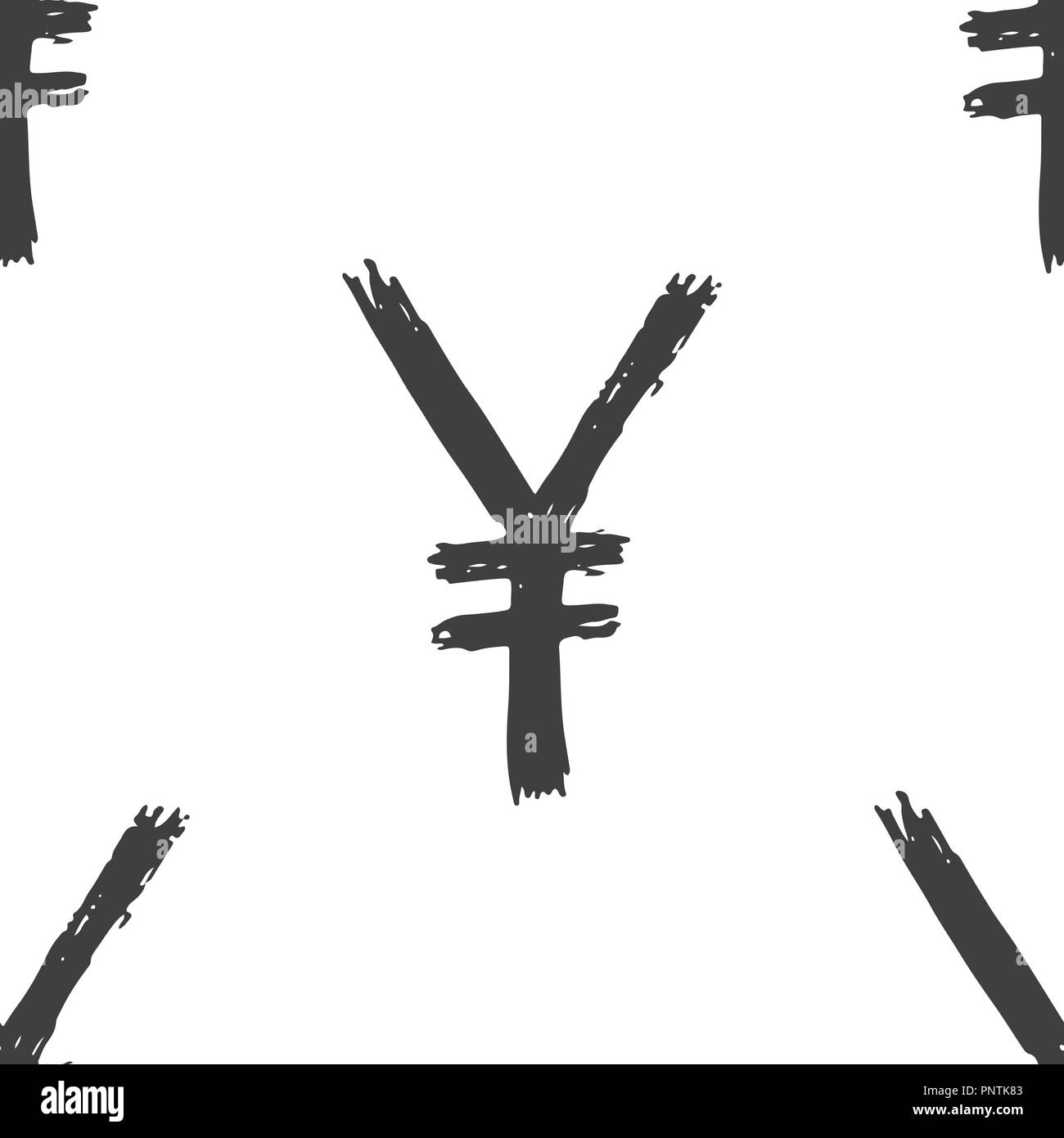Yen sign icon brush lettering seamless pattern, Grunge calligraphic ...