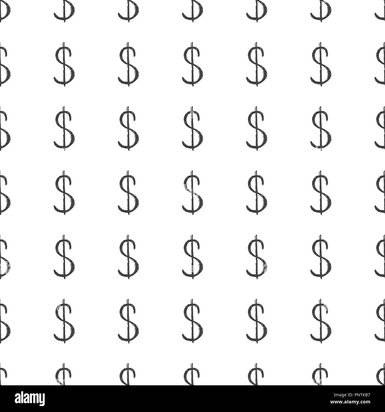 Dollar sign icon brush lettering seamless pattern, Grunge calligraphic ...