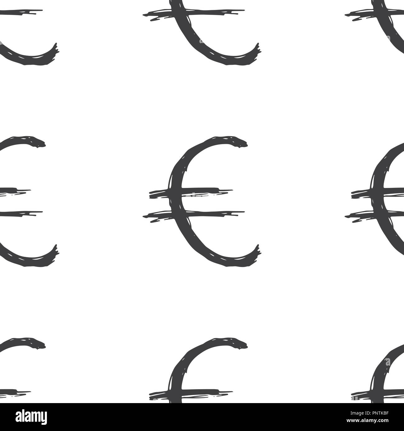 Euro sign icon brush lettering seamless pattern, Grunge calligraphic ...