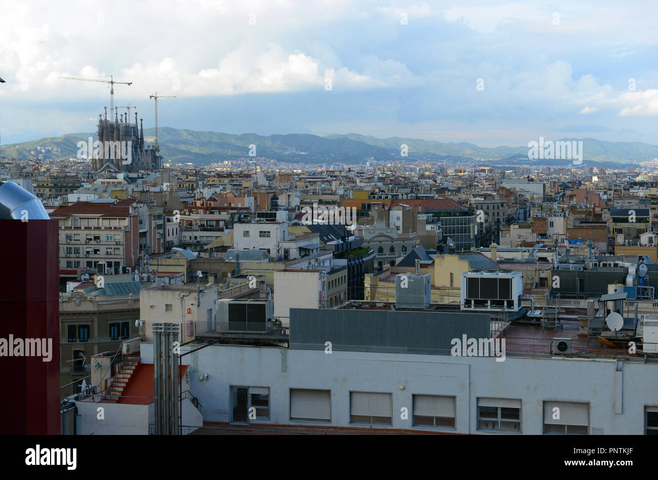 Landscape View of Building Rooftops and Architecture, Barcelona, Spain ...