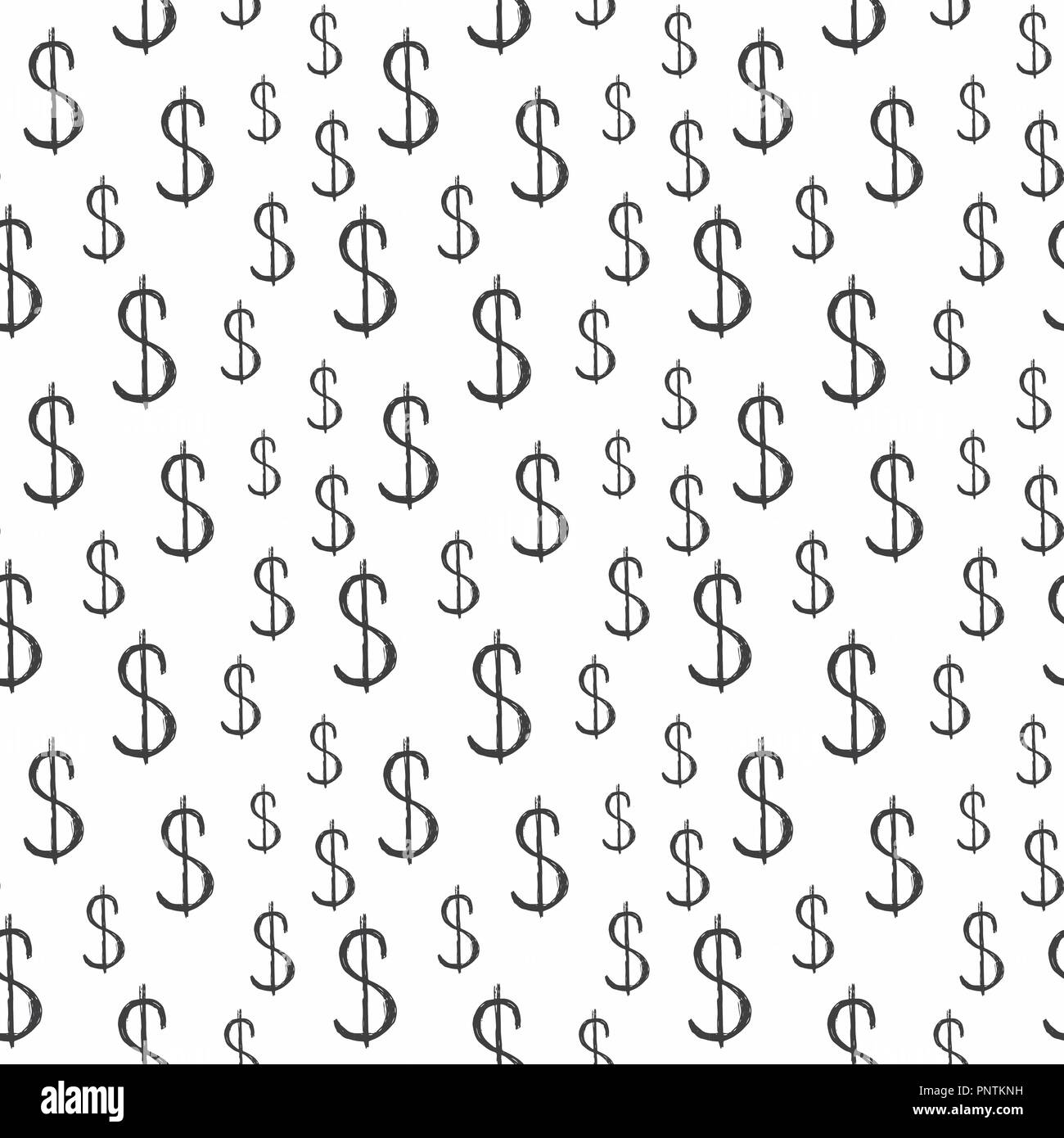 Dollar sign icon brush lettering seamless pattern, Grunge calligraphic ...