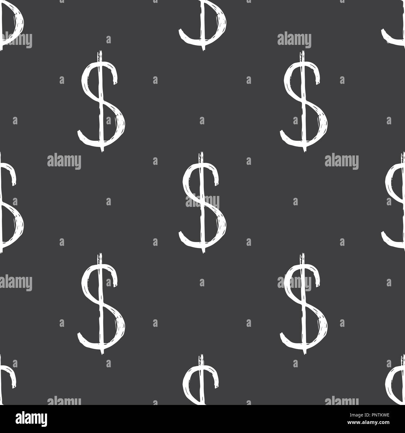 Dollar sign icon brush lettering seamless pattern, Grunge calligraphic ...