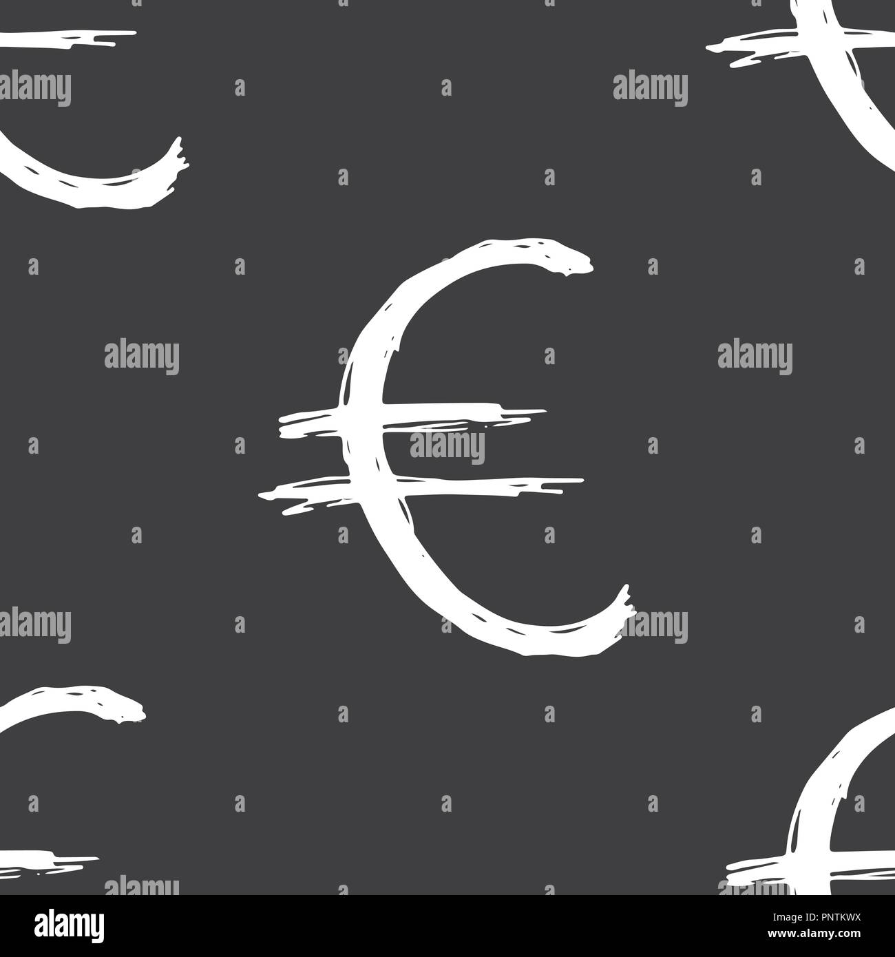 Euro sign icon brush lettering seamless pattern, Grunge calligraphic ...