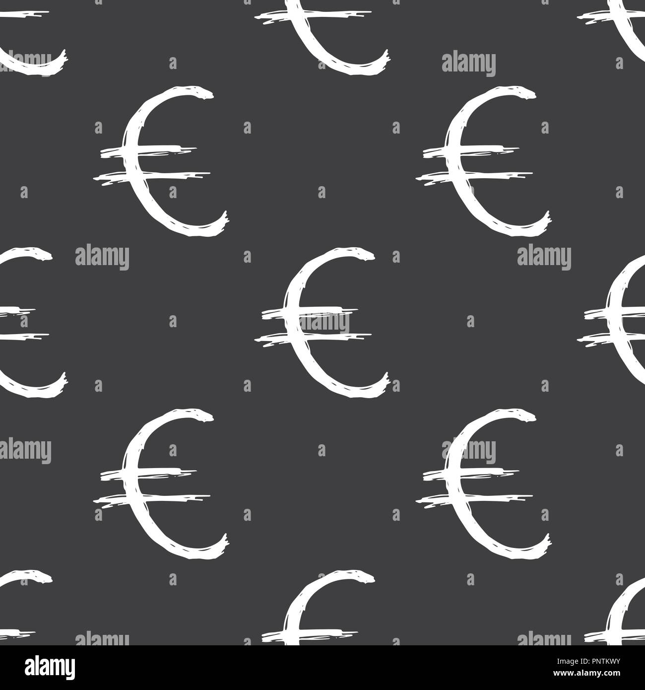 Euro sign icon brush lettering seamless pattern, Grunge calligraphic ...