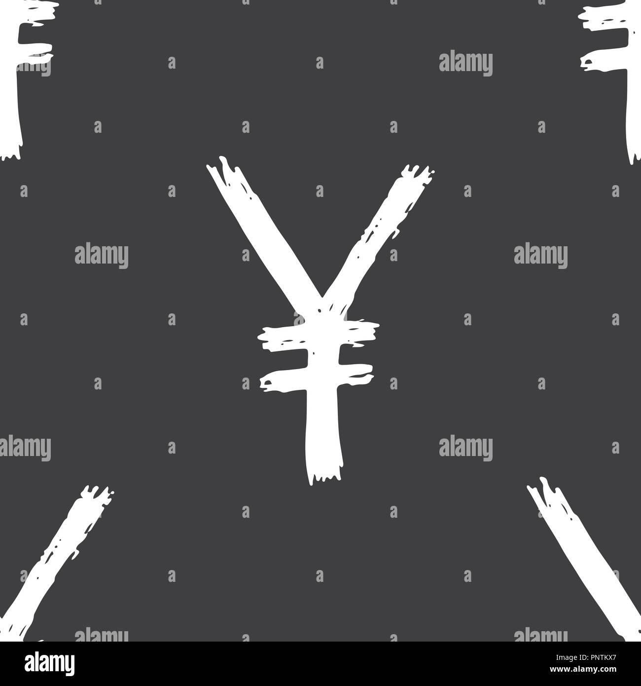 Yen sign icon brush lettering seamless pattern, Grunge calligraphic ...