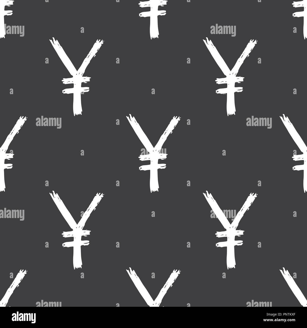 Yen sign icon brush lettering seamless pattern, Grunge calligraphic ...