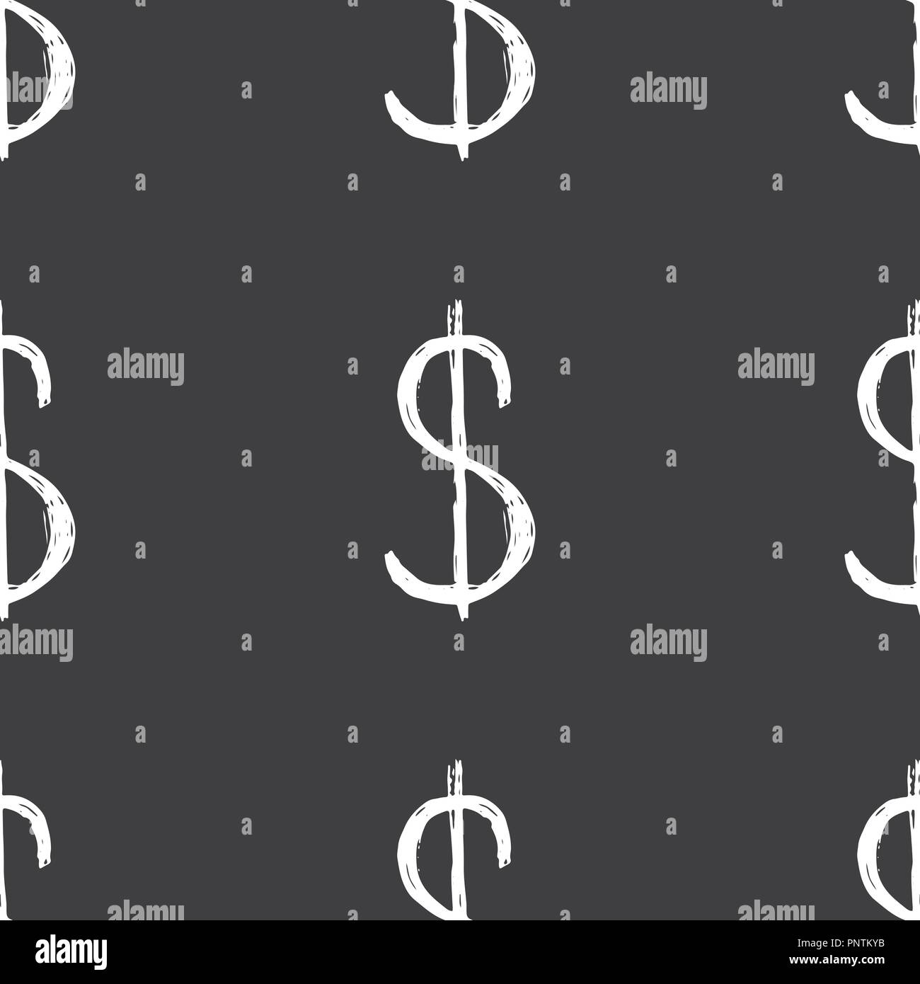 Dollar sign icon brush lettering seamless pattern, Grunge calligraphic ...