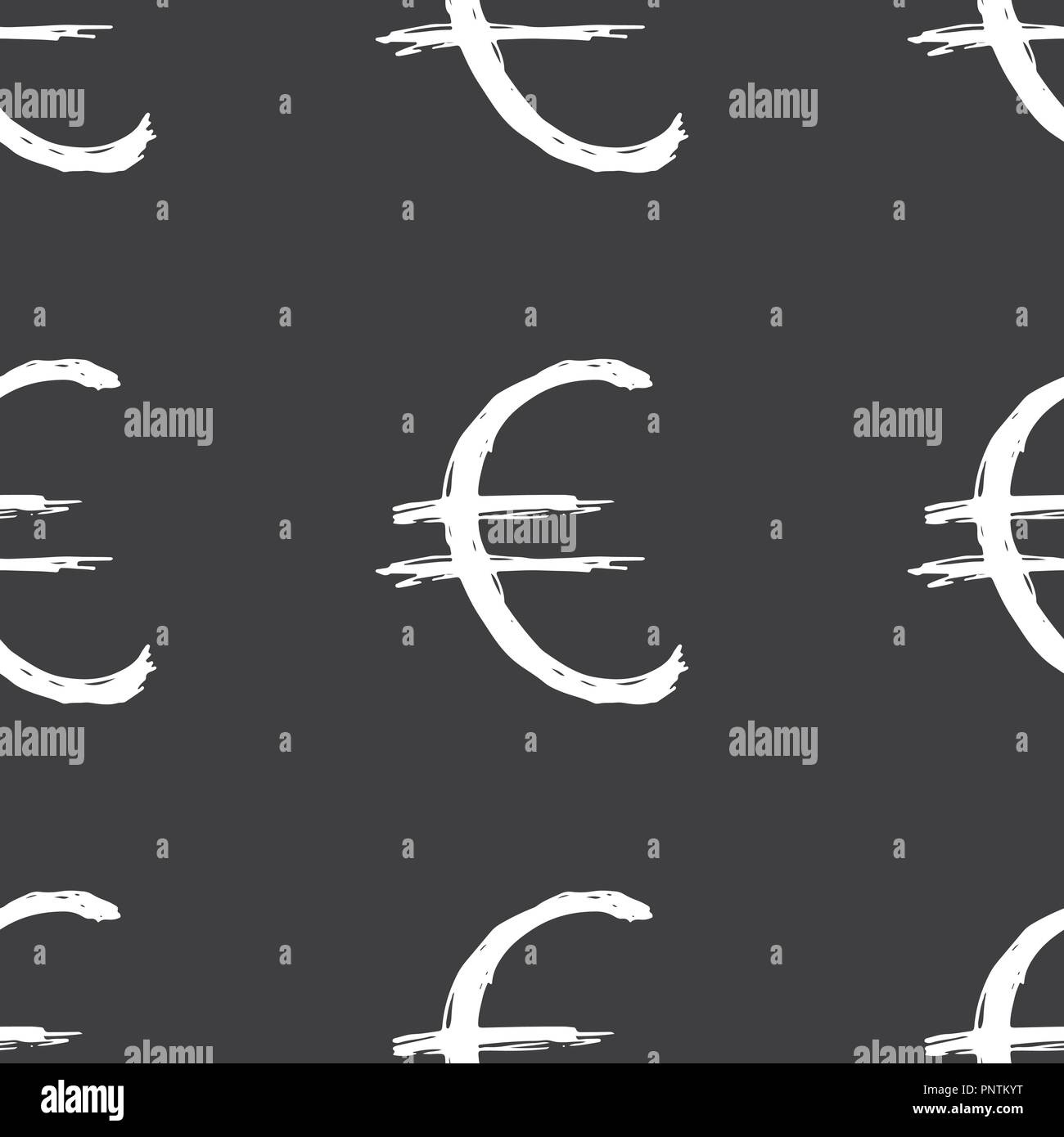 Euro sign icon brush lettering seamless pattern, Grunge calligraphic ...