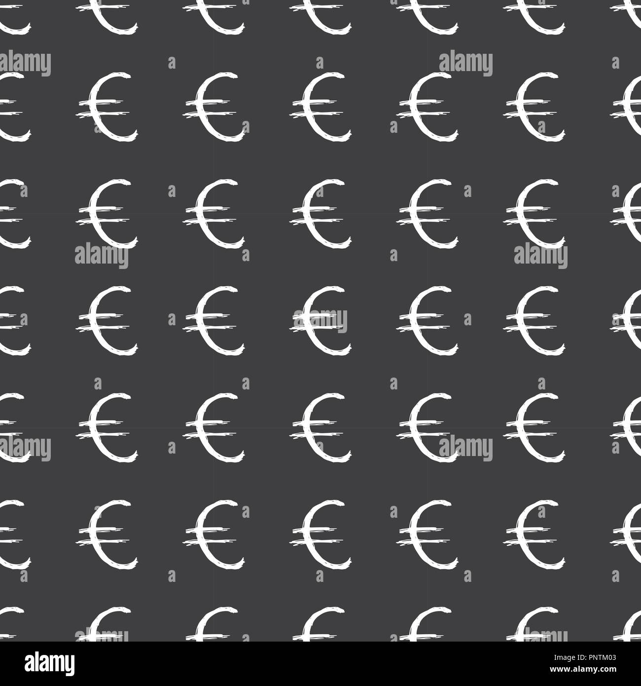 Euro sign icon brush lettering seamless pattern, Grunge calligraphic ...