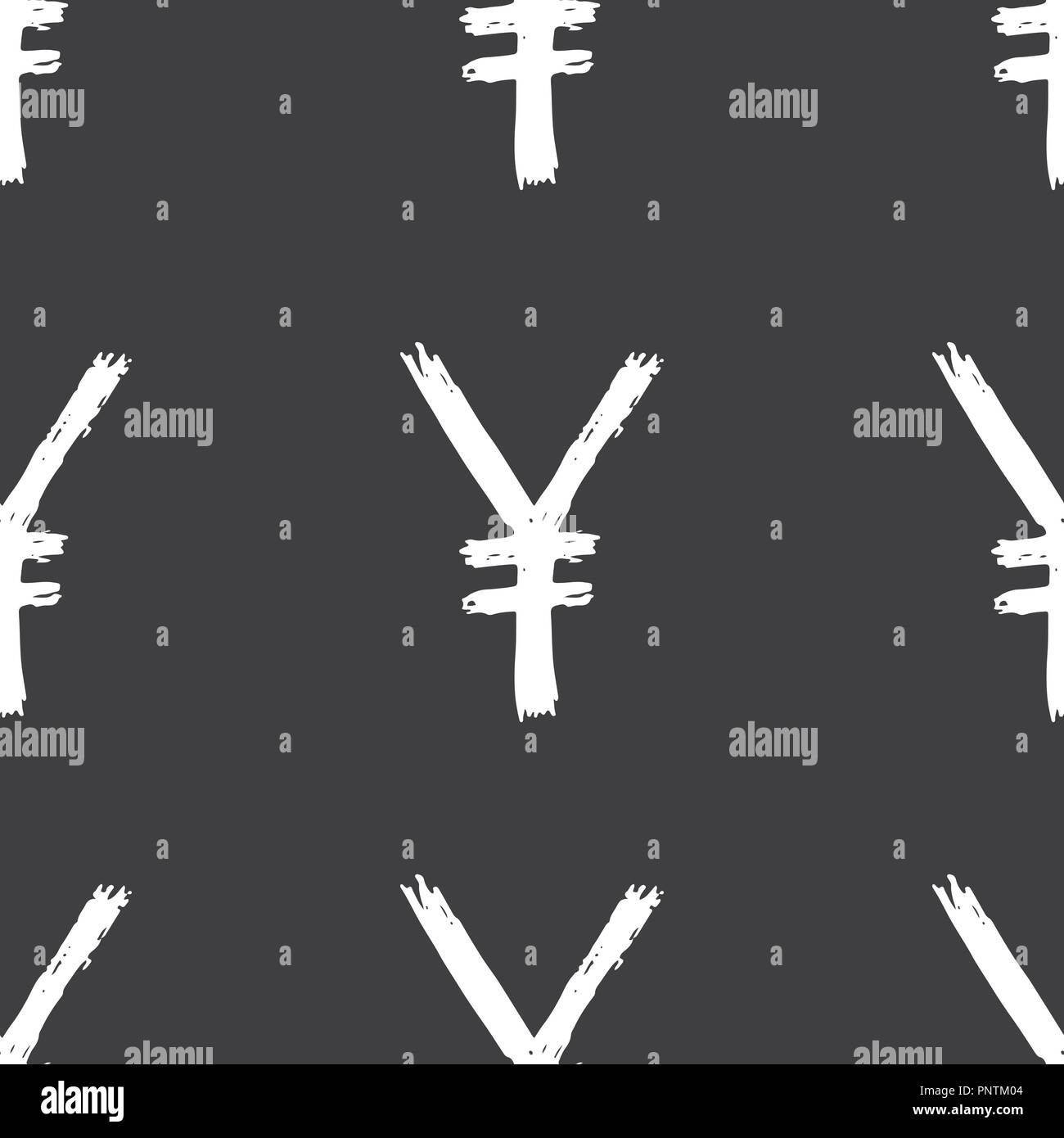 Yen sign icon brush lettering seamless pattern, Grunge calligraphic ...