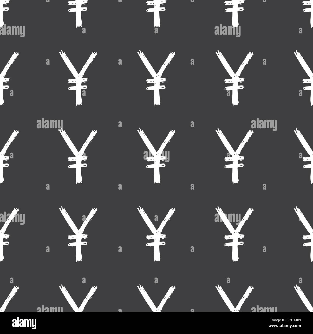 Yen sign icon brush lettering seamless pattern, Grunge calligraphic ...