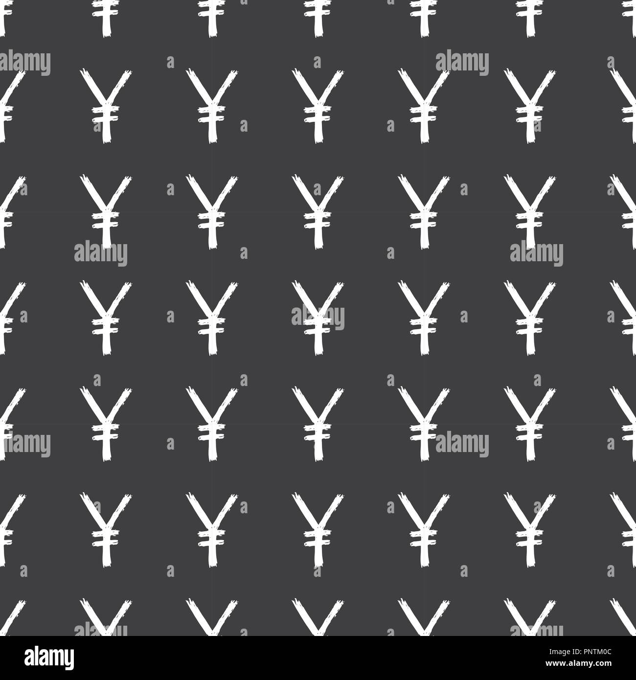 Yen sign icon brush lettering seamless pattern, Grunge calligraphic ...