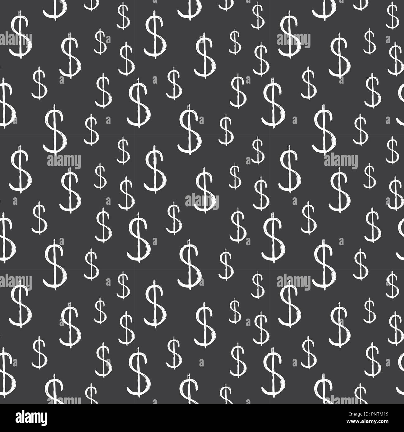 Dollar sign icon brush lettering seamless pattern, Grunge calligraphic ...