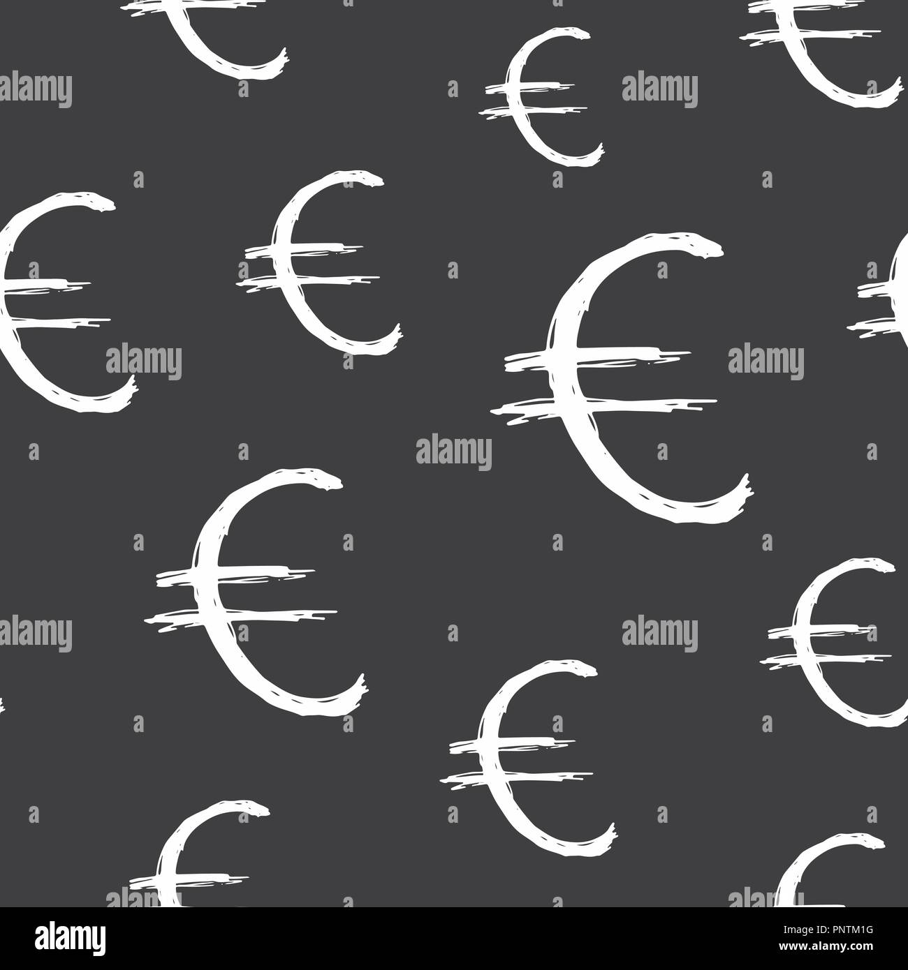 Euro sign icon brush lettering seamless pattern, Grunge calligraphic ...