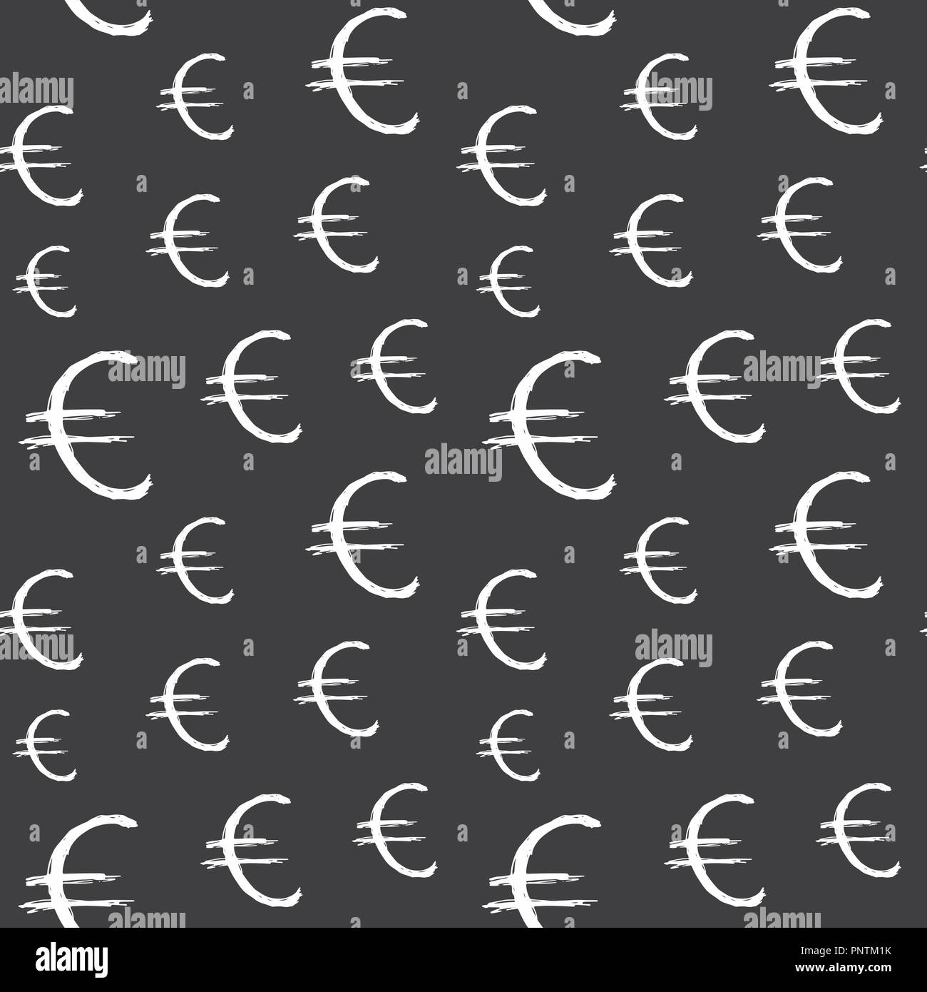 Euro sign icon brush lettering seamless pattern, Grunge calligraphic ...