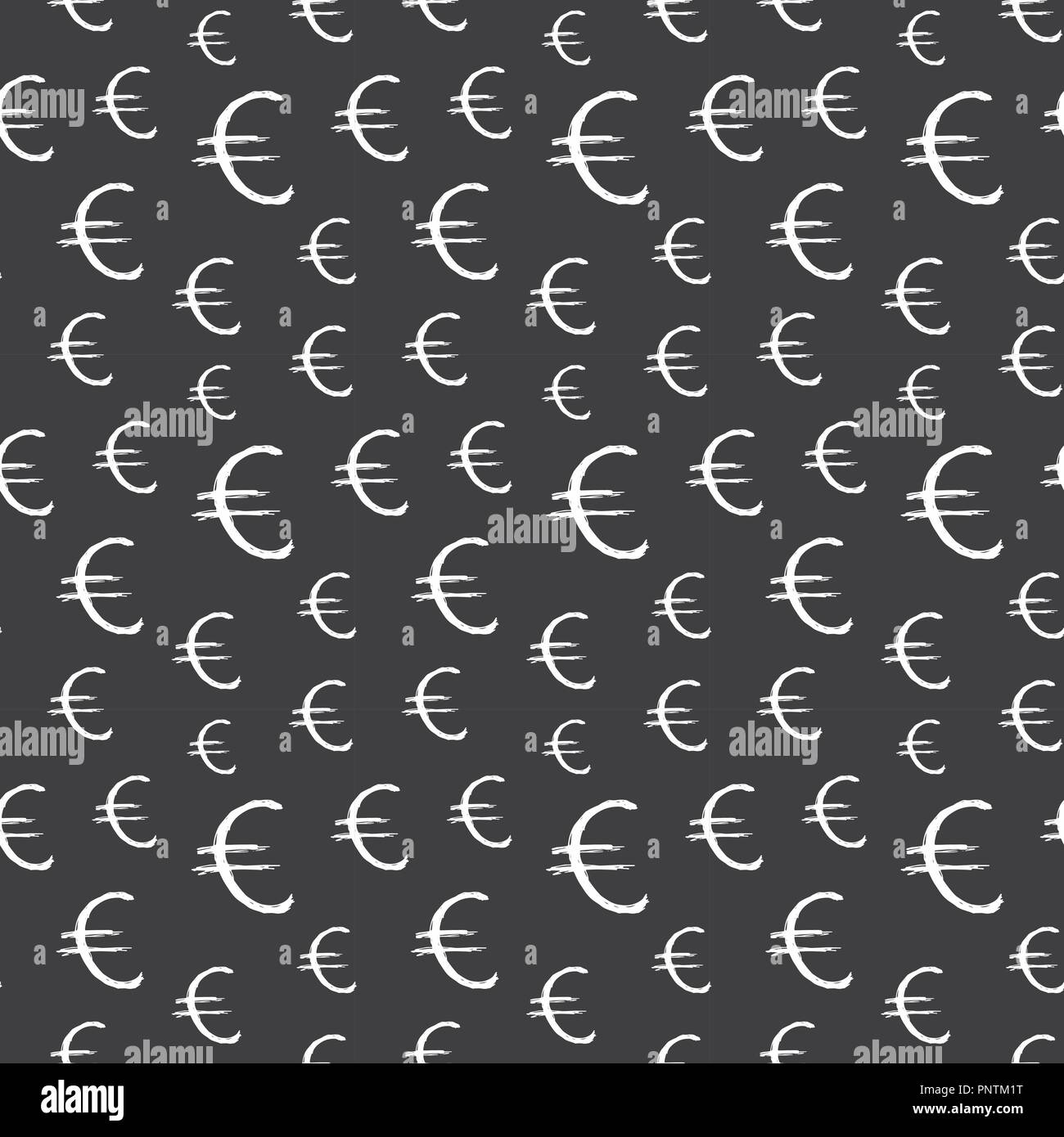 Euro sign icon brush lettering seamless pattern, Grunge calligraphic ...