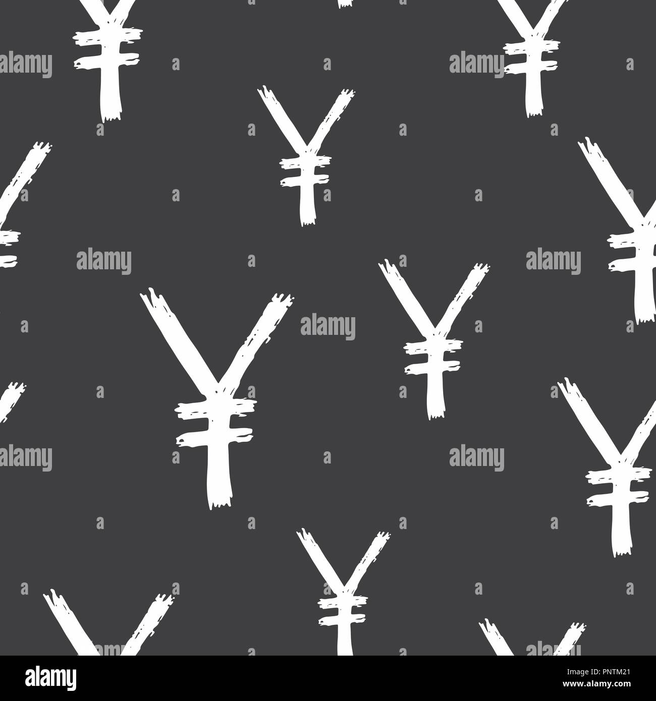 Yen sign icon brush lettering seamless pattern, Grunge calligraphic ...