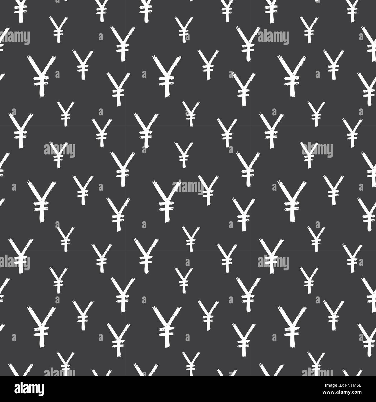 Yen sign icon brush lettering seamless pattern, Grunge calligraphic ...
