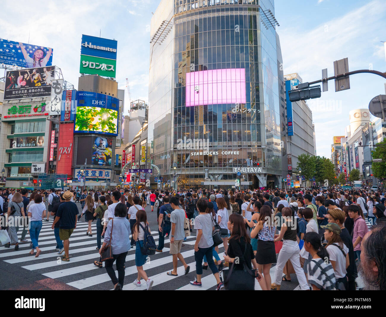 Tokyo, Japan. September 8, 2018. View of Shibuya Crossing, one of the ...