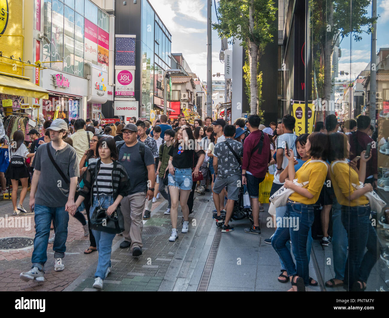 Tokyo, Japan - September 8, 2018: Unidentified people at Takeshita ...